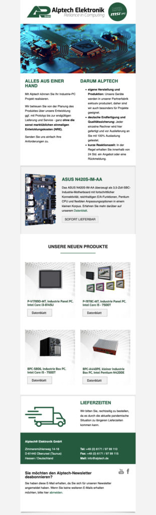Newsletter (2) - Alptech® Elektronik GmbH